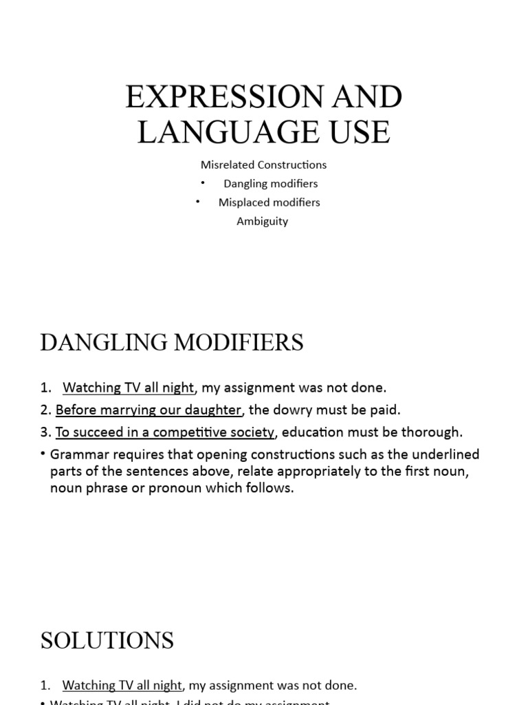 Dangling Modifiers | PDF | Clause | Ambiguity
