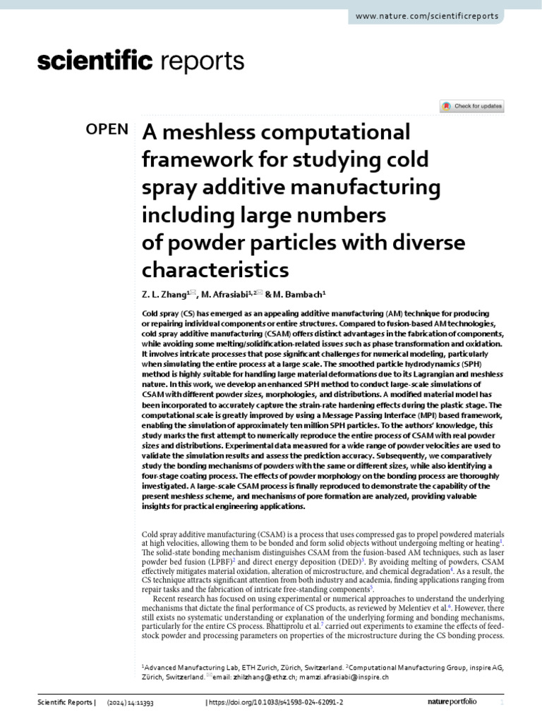 Meshless SPH for Cold Spray Additive Manufacturing | PDF | Continuum ...