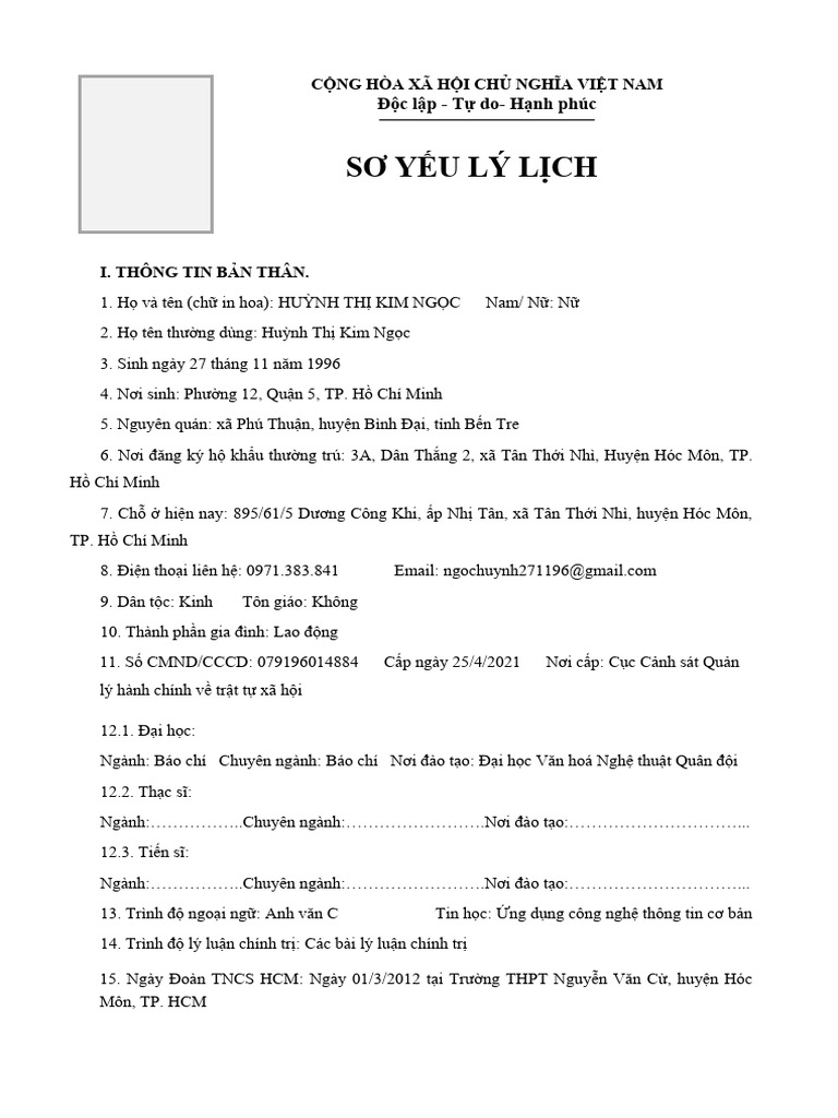 Mau So Yeu Ly Lich | PDF