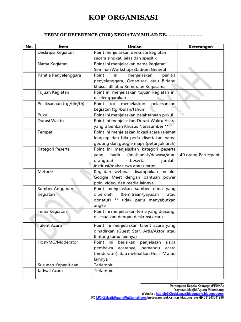 ToR Acara | PDF