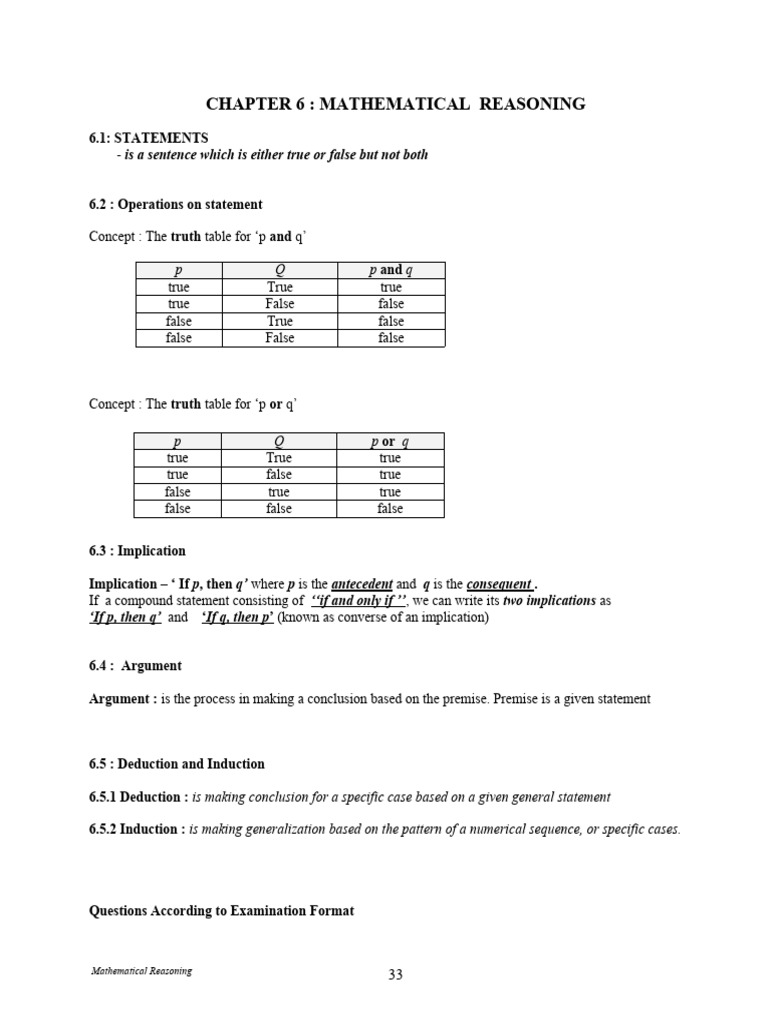 Chapter 6 II Math Reasoning Enrichment New | PDF | Argument | Logical Consequence