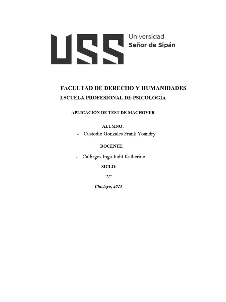 Aplicación Del Test Machover | PDF | Sicología | Ciencias del ...