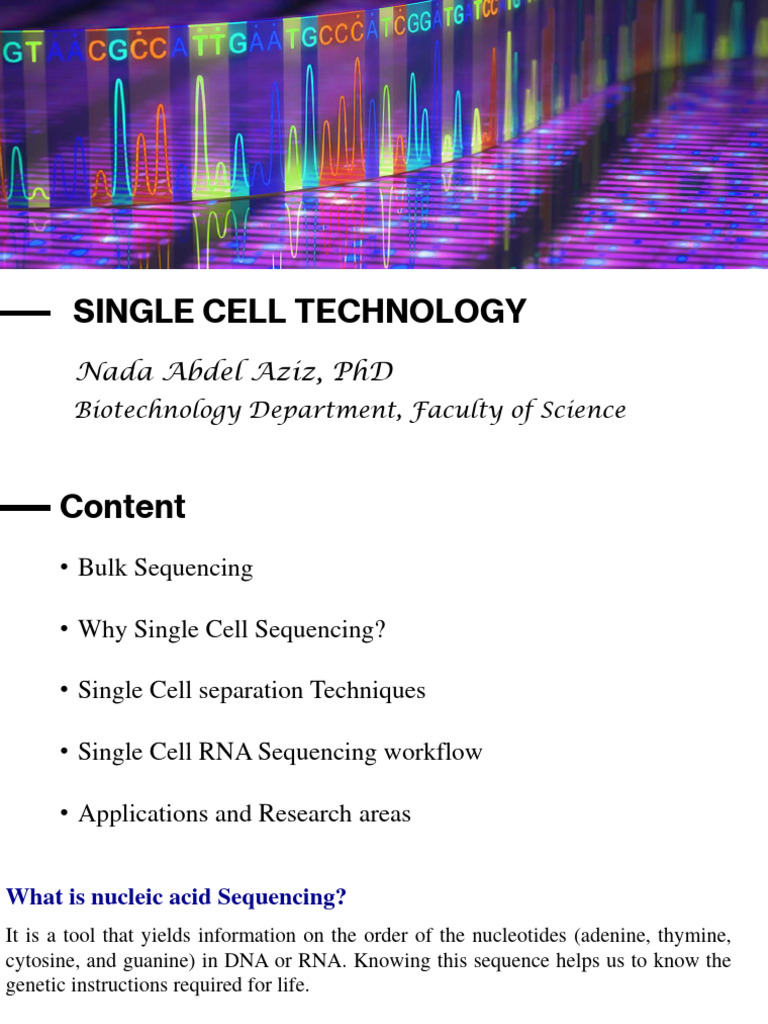 Lec 1 Single Cell Technology | PDF | Flow Cytometry | Dna Sequencing