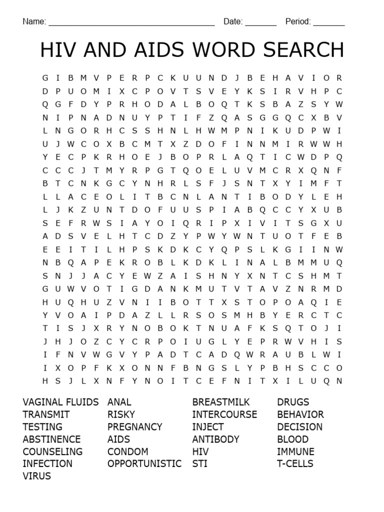 HIV AND AIDS WORD SEARCH 61d71 6163170e | PDF