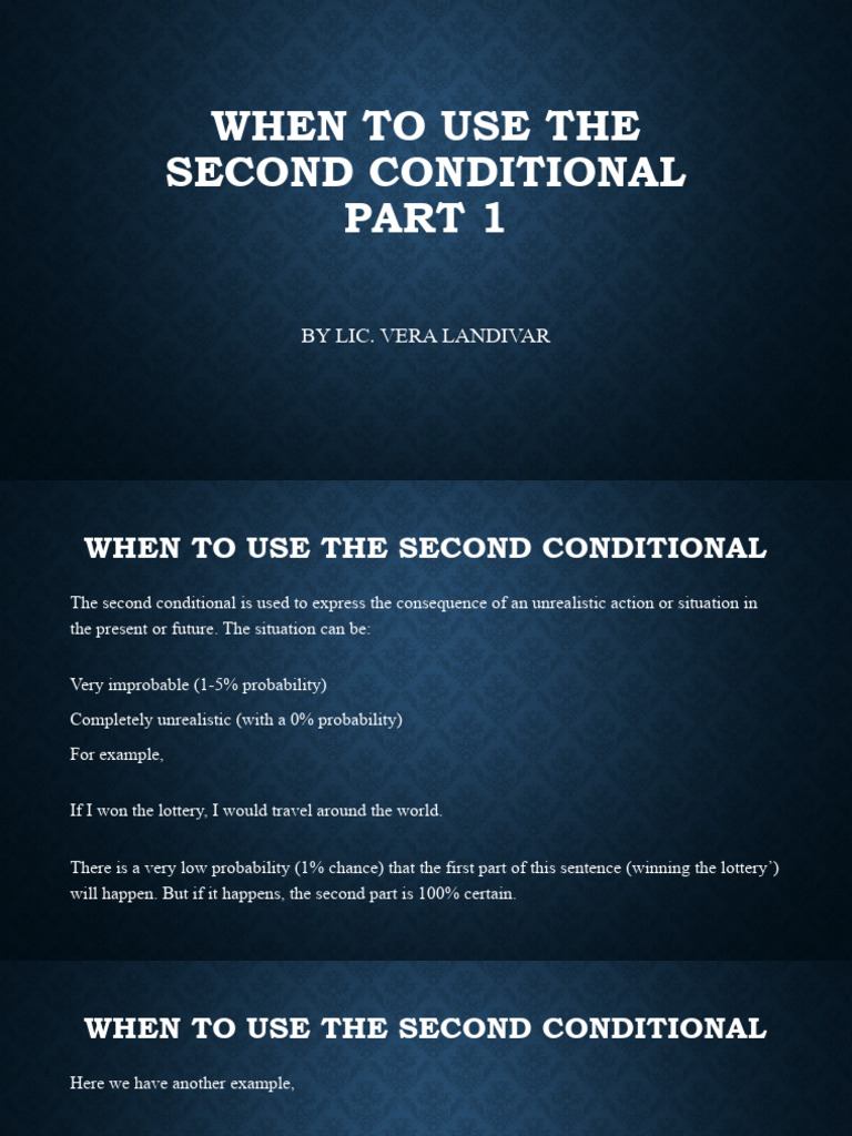 When To Use The Second Conditional Part 1 | PDF | Verb | English Language