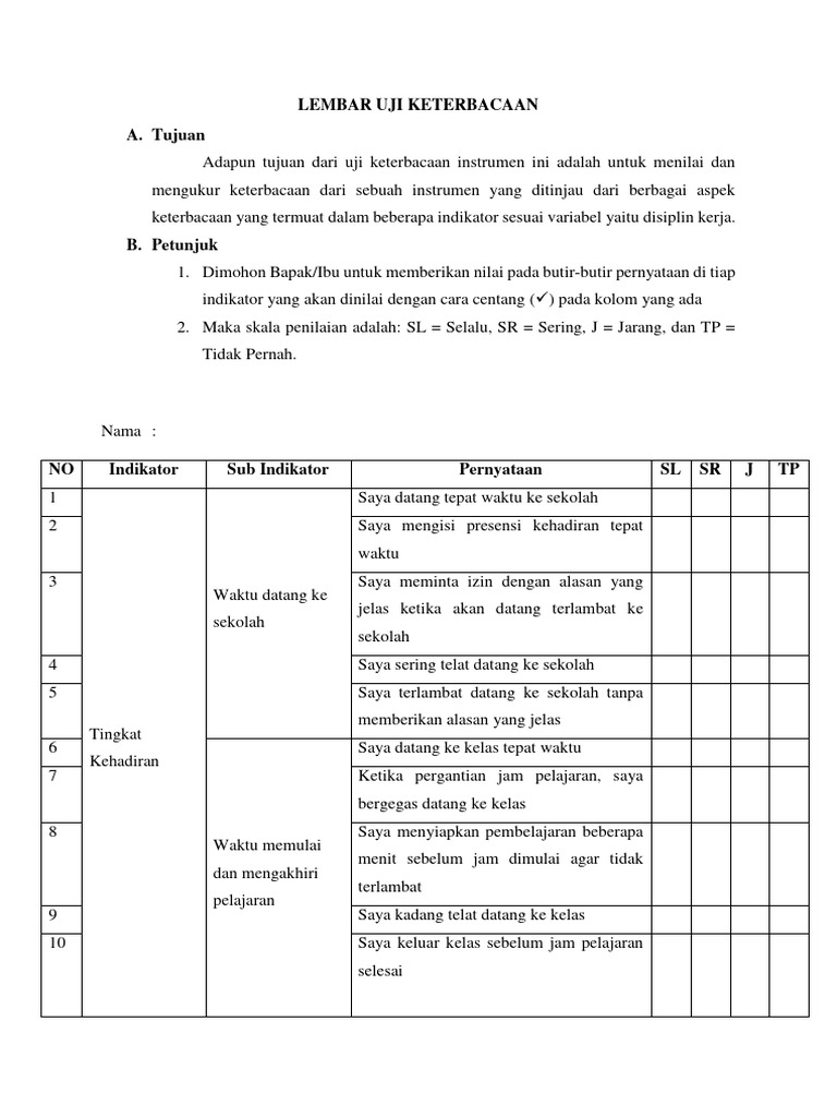 Lembar Uji Keterbacaan | PDF