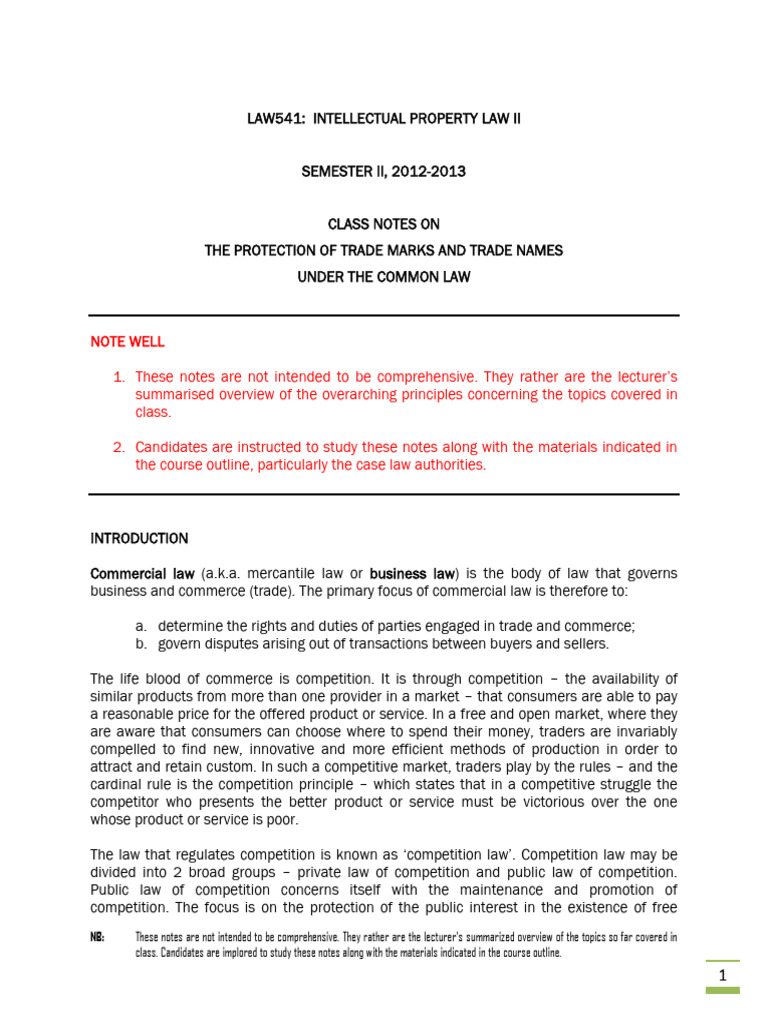 Ip Notes Download Free Pdf Commerce Trademark