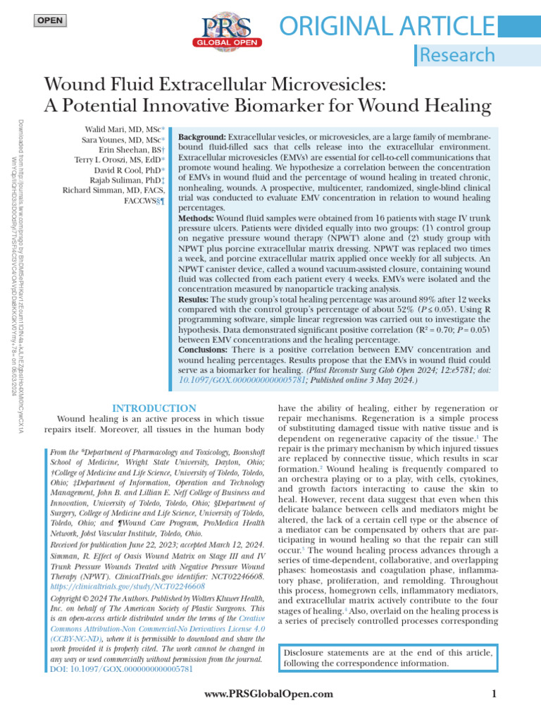 Wound Fluid Extracellular Microvesicles A.6 | PDF | Biology | Cell Biology