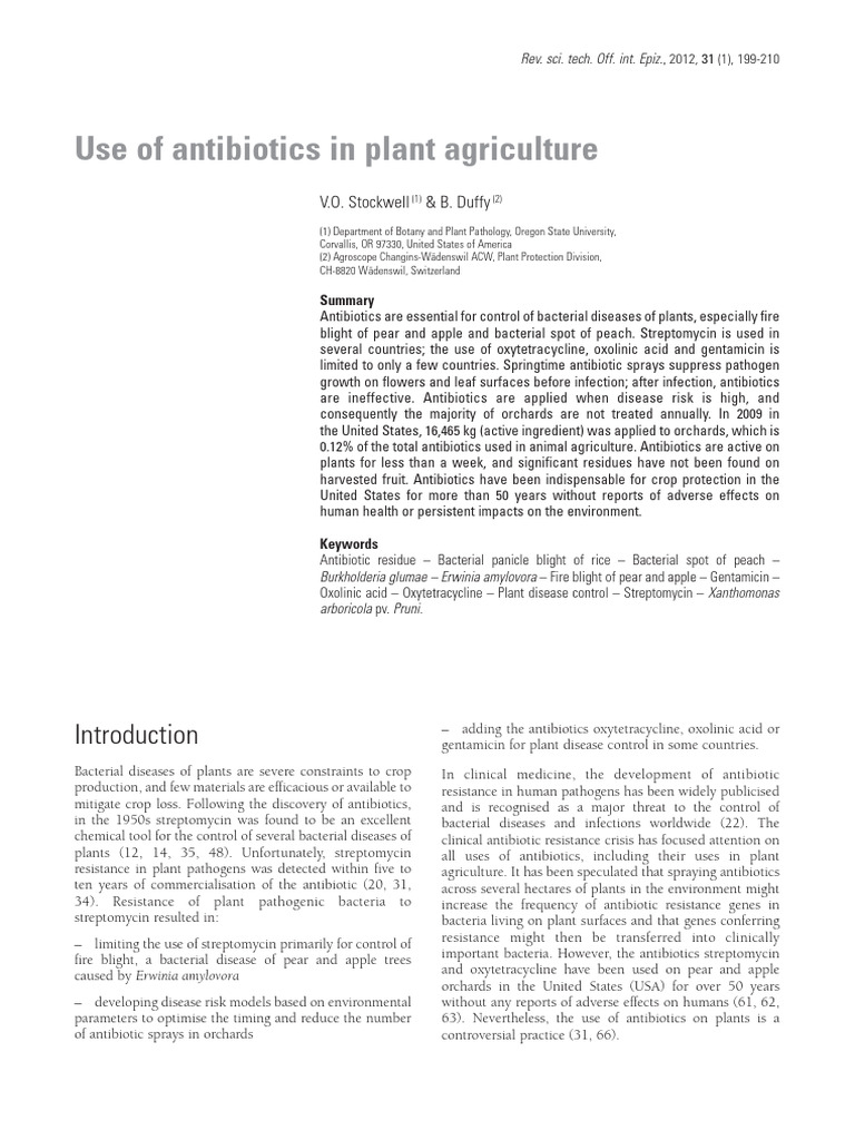 Stockwell Virginia Botany Plant Pathology Use Antibiotics Plant | PDF ...
