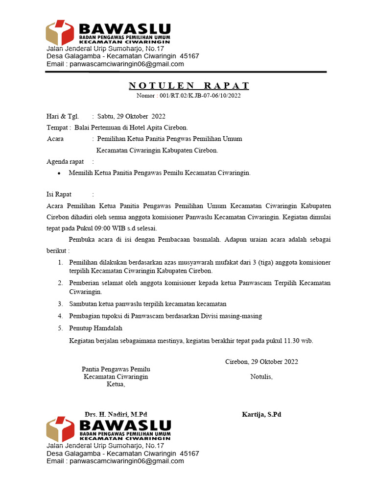 NOTULEN RAPAT PLENO Doc | PDF