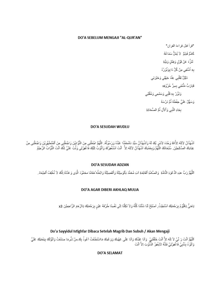 Do'A Sebelum Mengaji "Al-Qur'An" | PDF