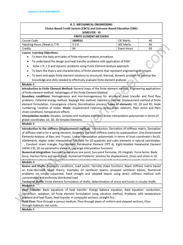 FEA Complete Notes by Vikram Aditya - Watermark | Download Free PDF ...