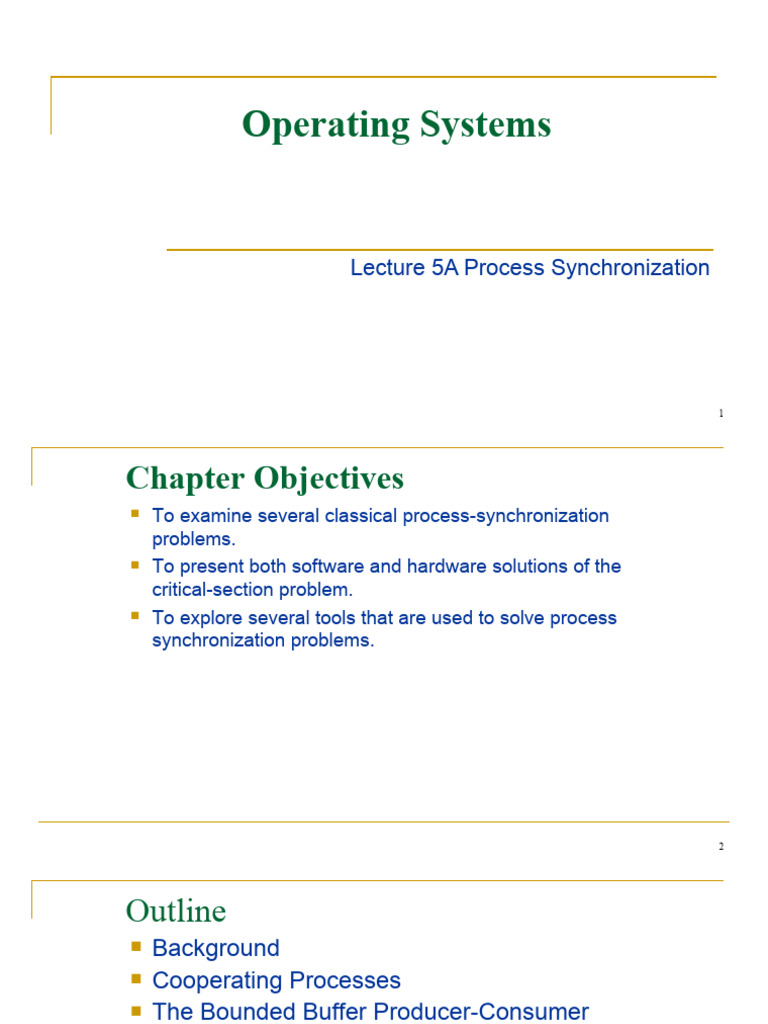 Lecture5a Synchronization | Download Free PDF | Process (Computing) | Software Engineering