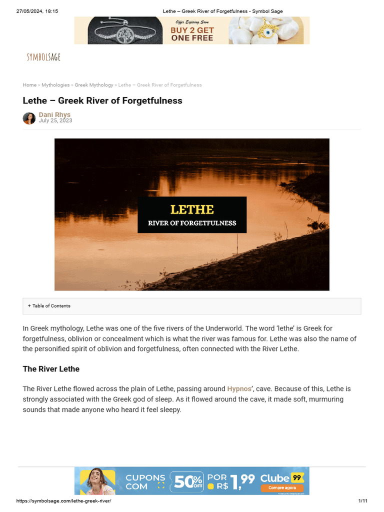 Lethe - Greek River of Forgetfulness - Symbol Sage | PDF ...