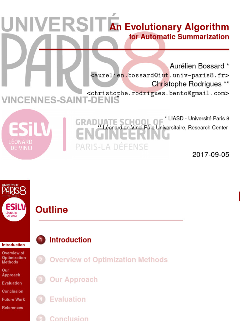 Evolutionary Algorithm For Automatic Summarization Pdf Mathematical Optimization Applied