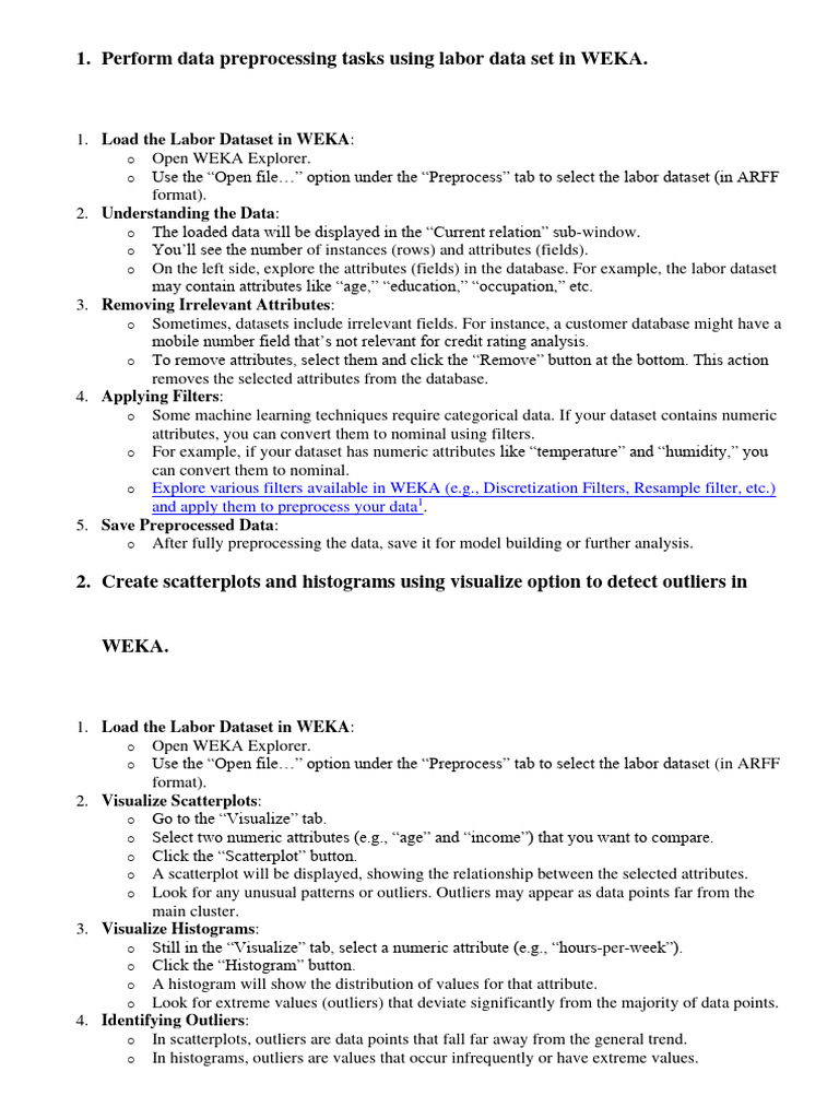 Perform Data Preprocessing Tasks Using Labor Data Set in WEKA | Download Free PDF | Data ...