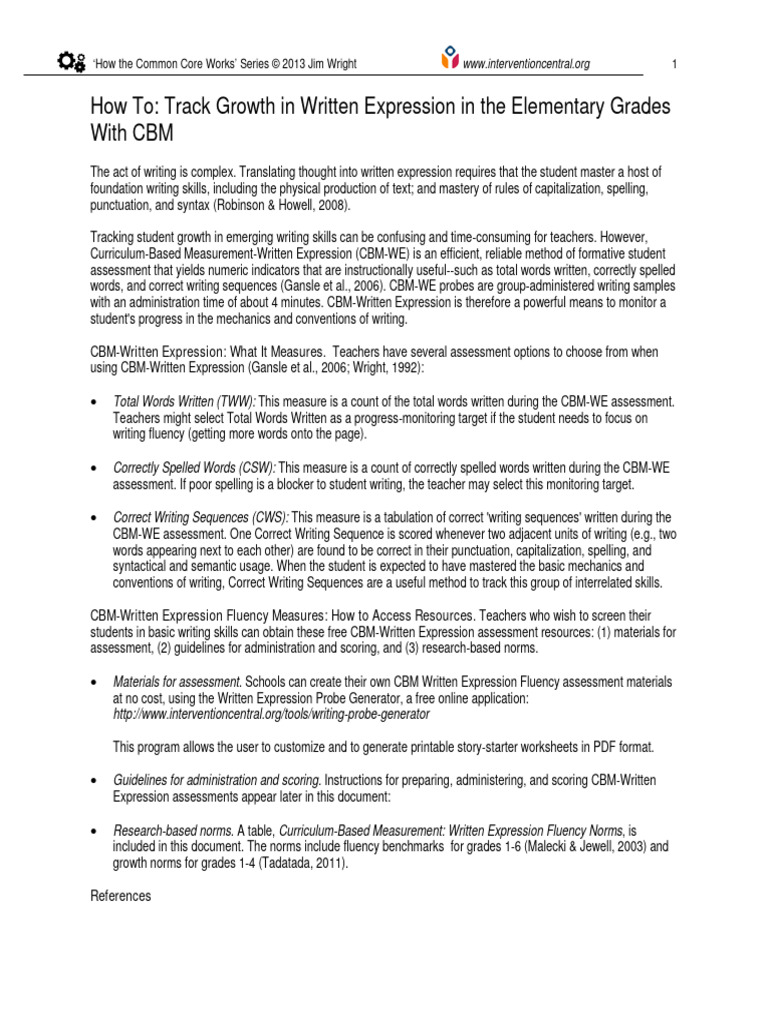 Track Writing Progress with CBM | PDF | Word | Writing