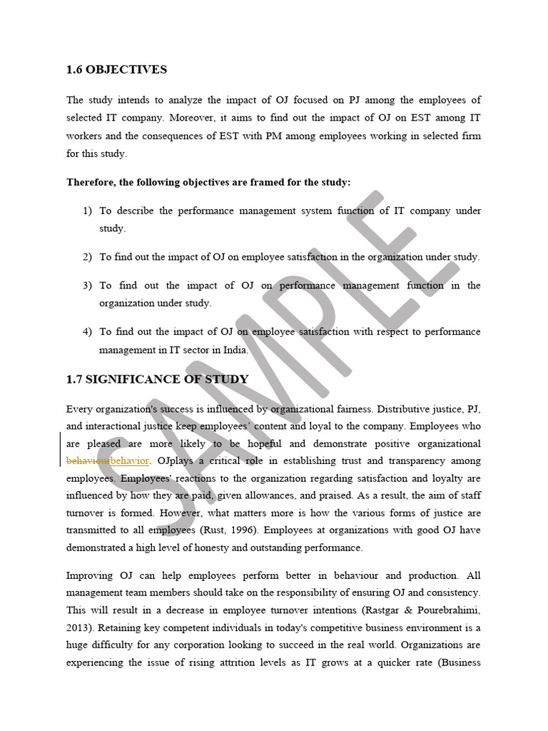 Thesis Objectives - Sample | PDF | Performance Appraisal | Employment