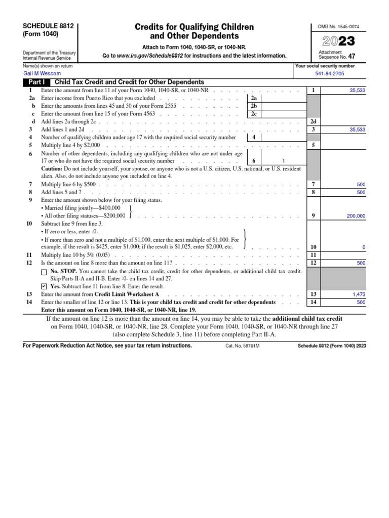 F1040s8credit For Child 2023 | PDF | Irs Tax Forms | Economy Of The ...