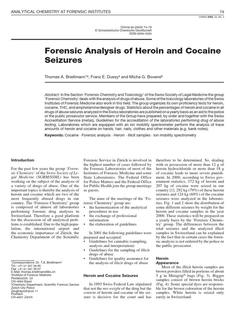 Chimiaadmin,+2002 0074 | Download Free PDF | Cocaine | Forensic Science