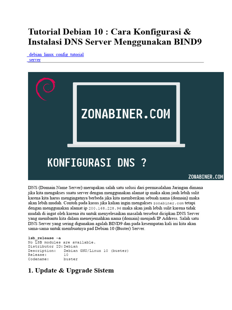 Konfigurasi DNS Server BIND9 di Debian 10 | PDF | Komputer