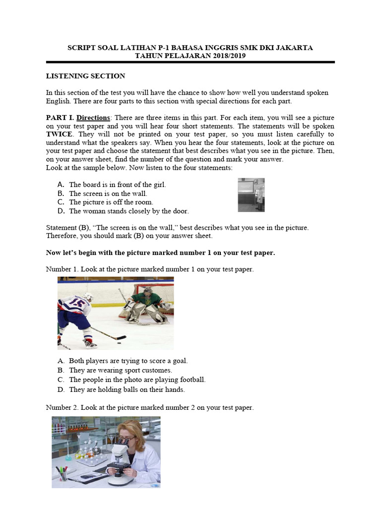 Script - Soal Latihan-P1-Bhs Inggris - SMK - 1819 | PDF | Career & Growth | Language Arts ...