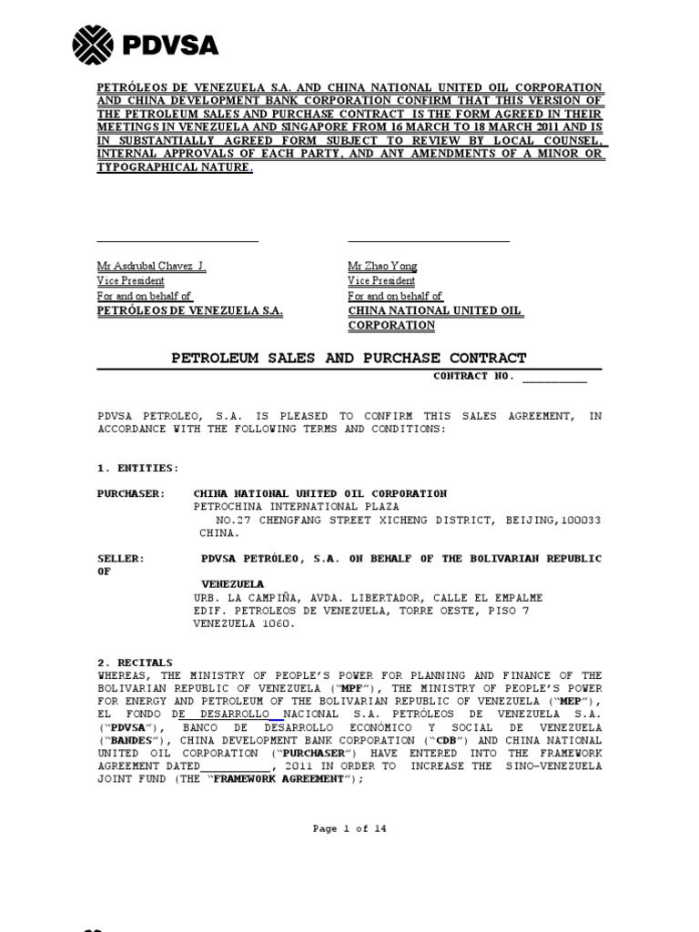 Oil Contract - Agreed Form 18mar11 | PDF | Arbitral Tribunal | Arbitration