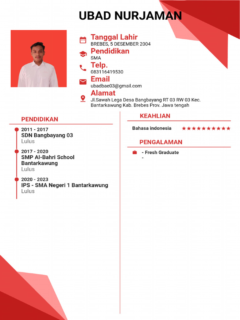 CV Ubed Nurjaman - 061043 | PDF