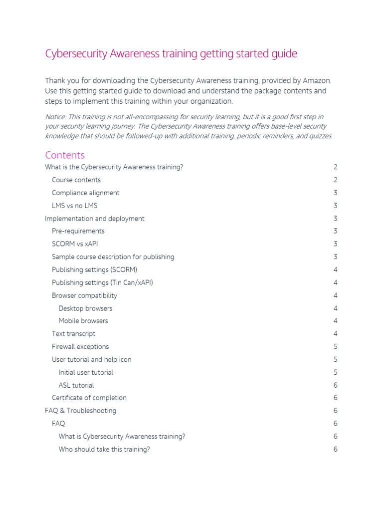 Cybersecurity Awareness Training Getting Started Guide | PDF | Safari (Web Browser) | Computer ...