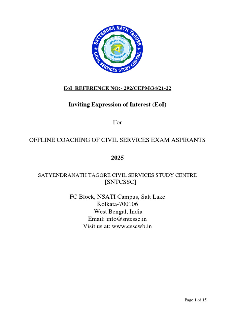 EoI for Offline Civil Services Coaching | PDF | Online And Offline | Tort