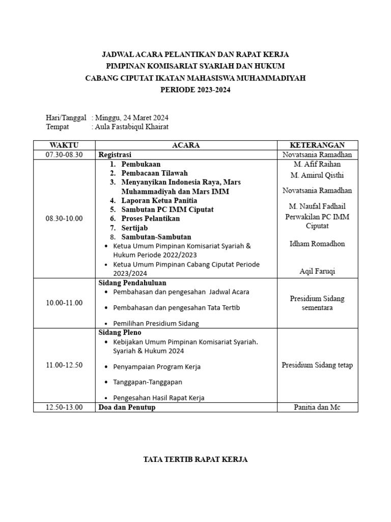 Contoh Draft Raker PKSH 2023 | PDF