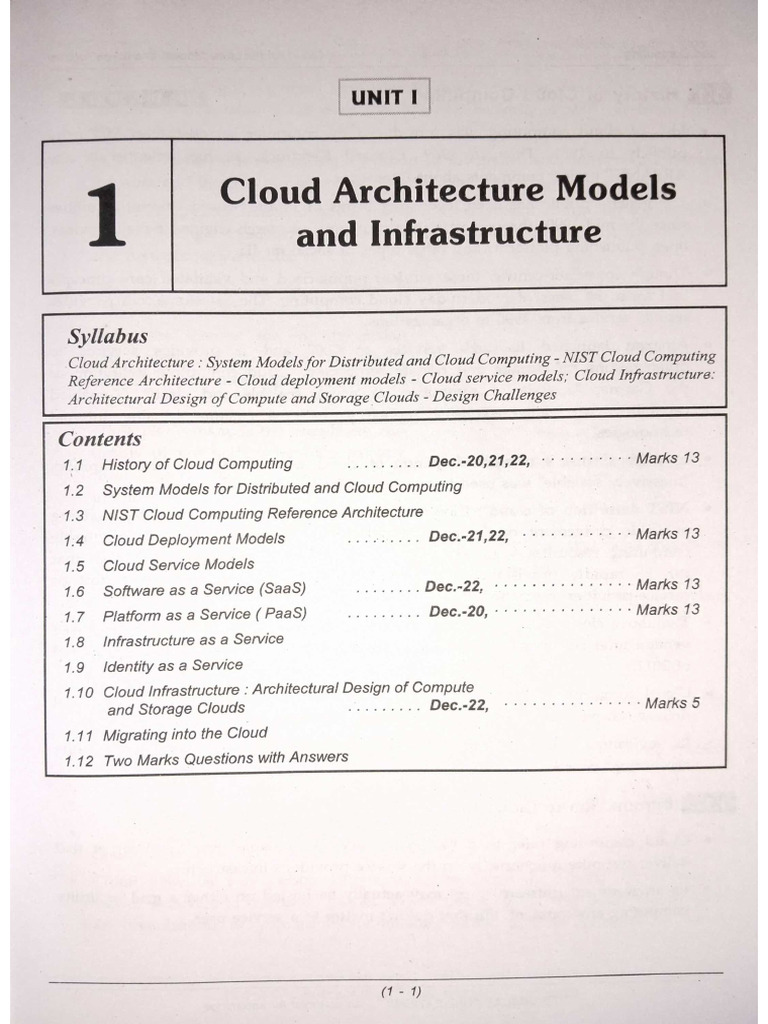 CloudComputing Unit 1 | PDF