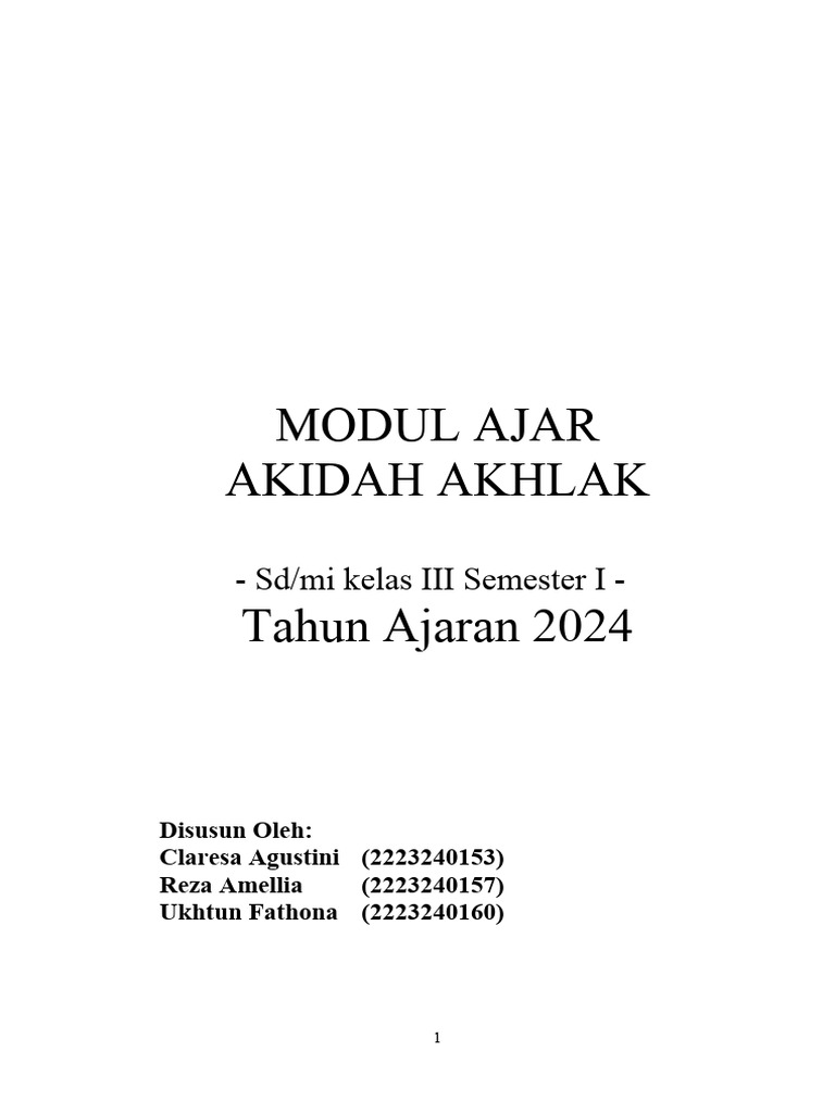 Modul Ajar Akidah Akhlak | PDF