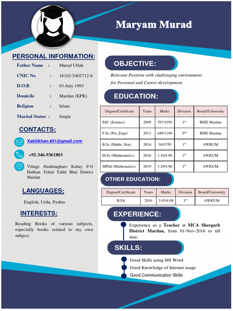 Maryam Murad Cv-1 | PDF
