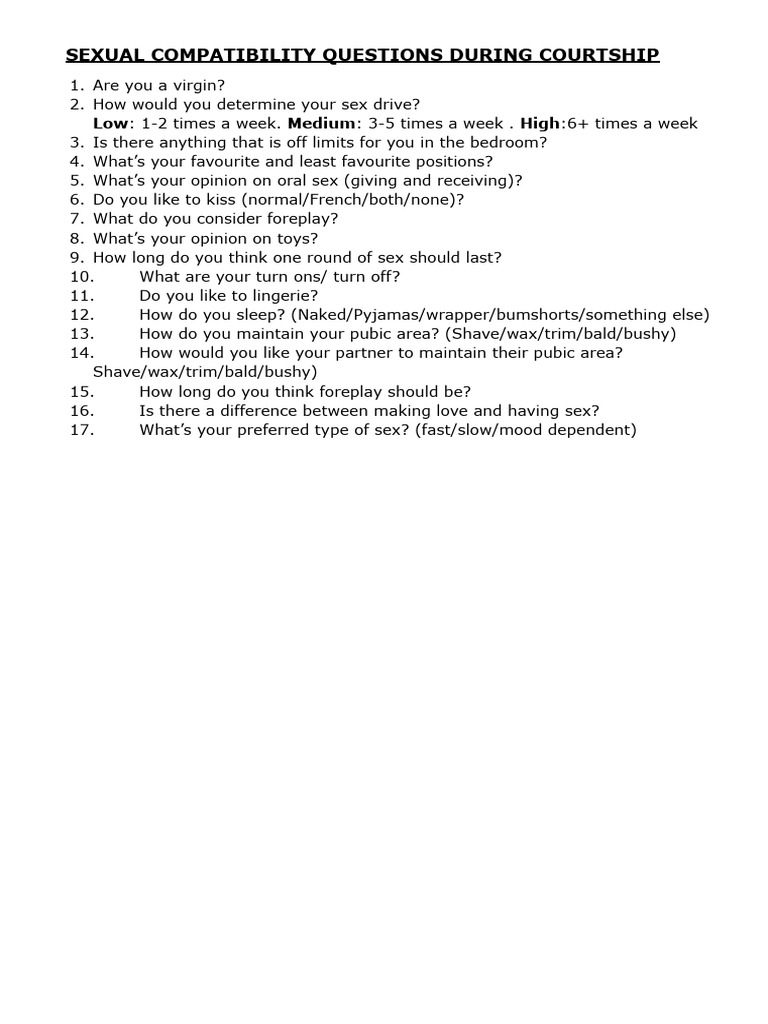 Sexual Compatibility Questions | PDF