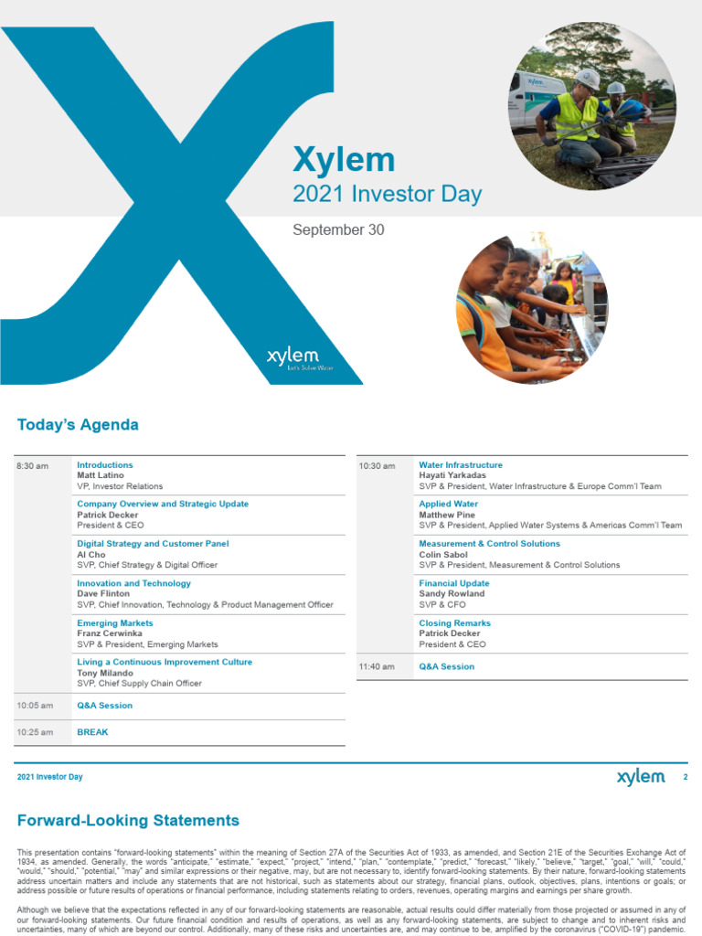 Xylem 2021 Investor Day Slides | PDF | Sustainability | Innovation