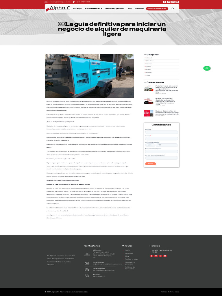 La Guía Definitiva para Iniciar Un Negocio de Alquiler de Maquinaria ...