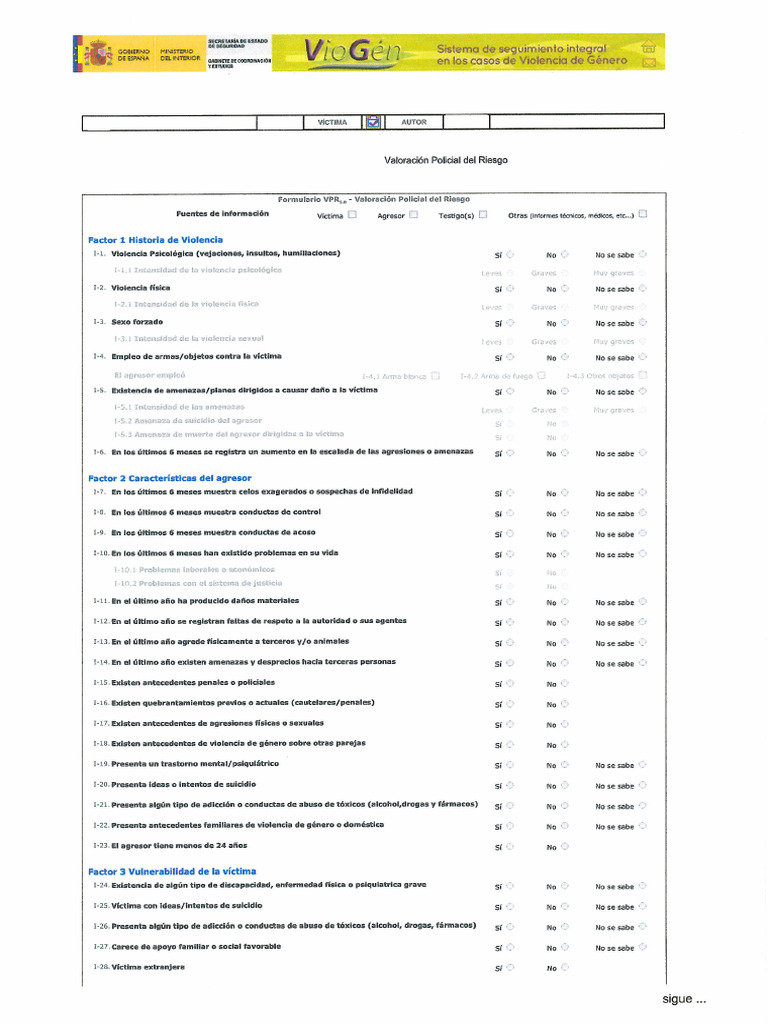 Cuestionario Viogen | PDF