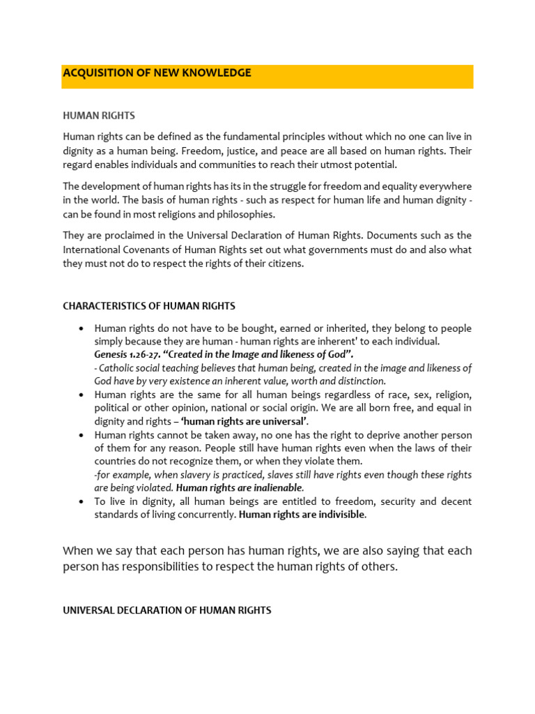 Lesson 6 Human Rights Peace Integration | PDF | Human Rights | Children ...