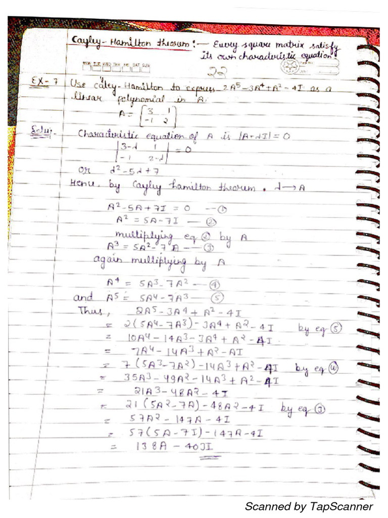 Cayleys Hamilton Theorem | PDF