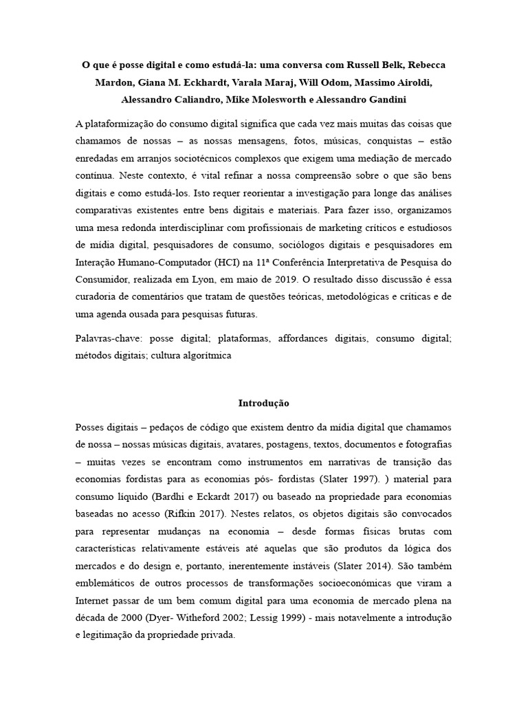 Traduçao - What Is Digital Possession and How To Study It | PDF ...