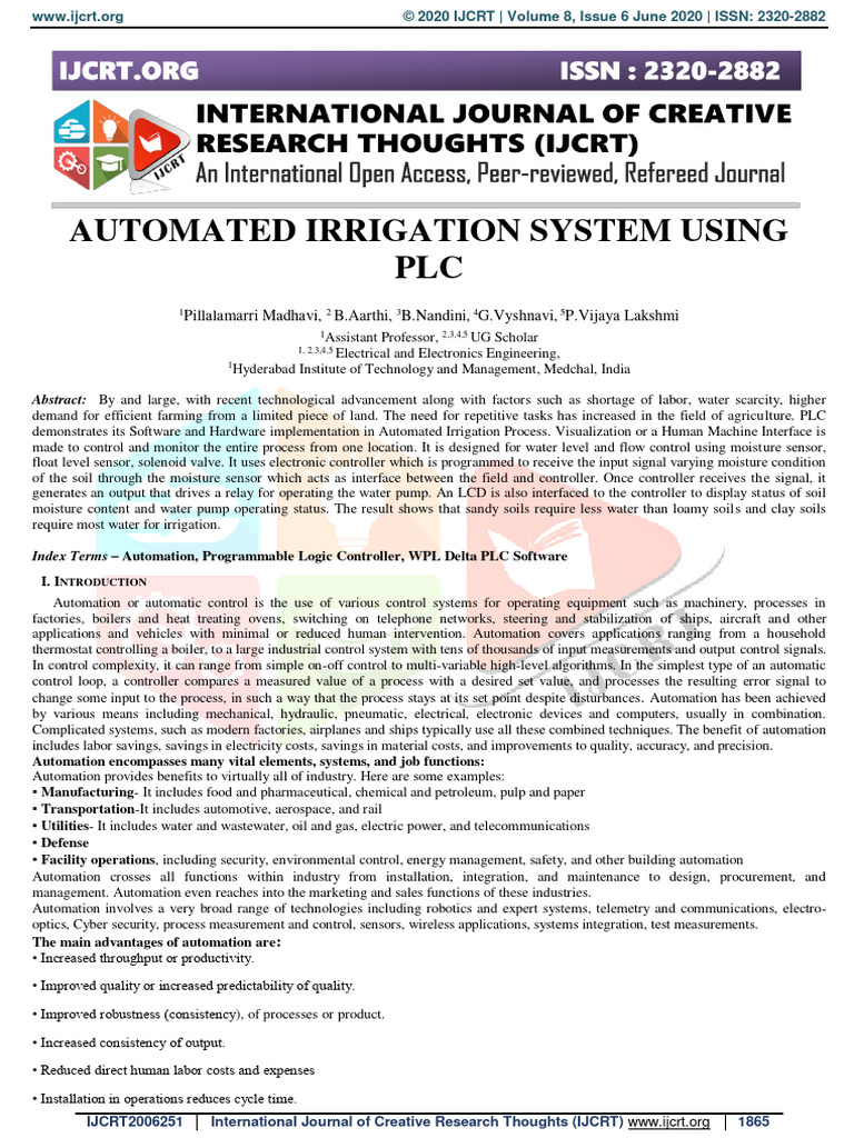 1 Automated Irrigation System Using Pdf Programmable Logic Controller Automation