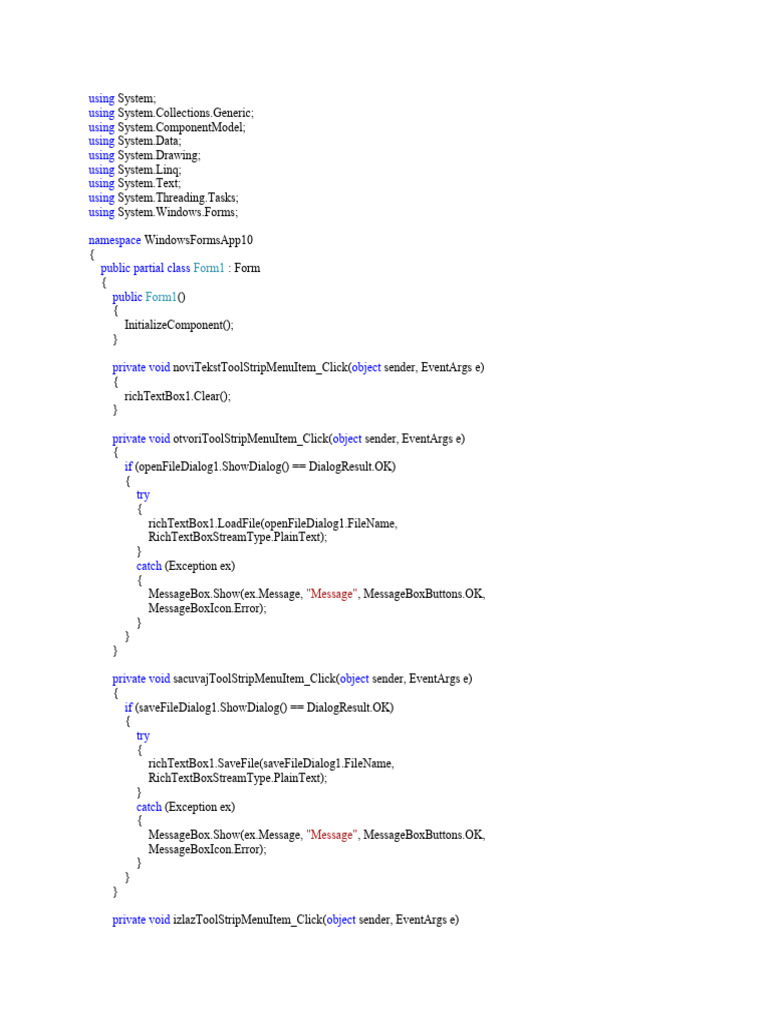 Zad1 Richtextbox, MenuStrip | PDF | Software Engineering | Software