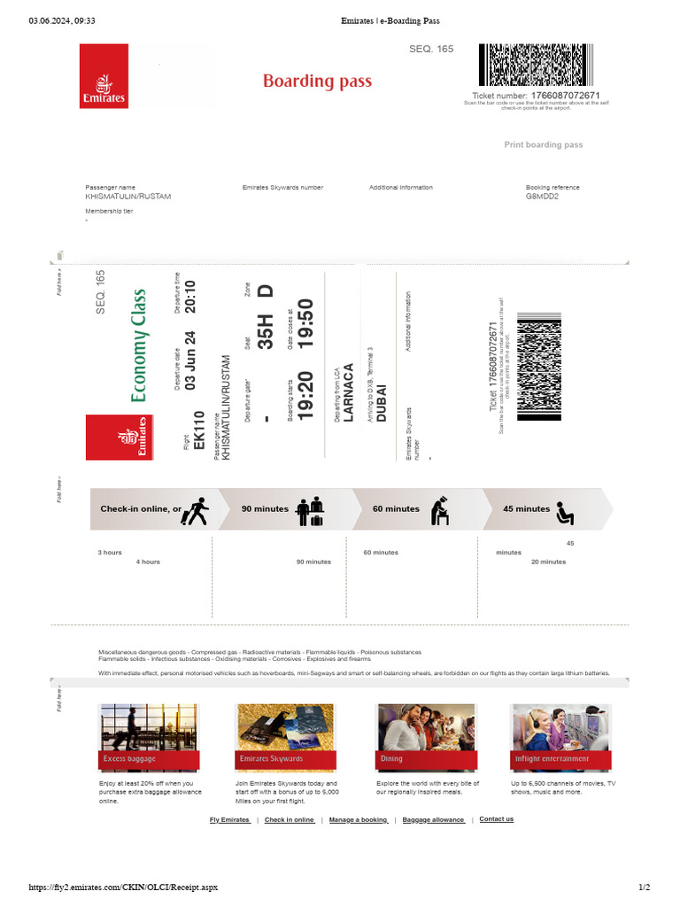 Emirates Online Boarding Pass Guide | PDF | Aviation | Transport