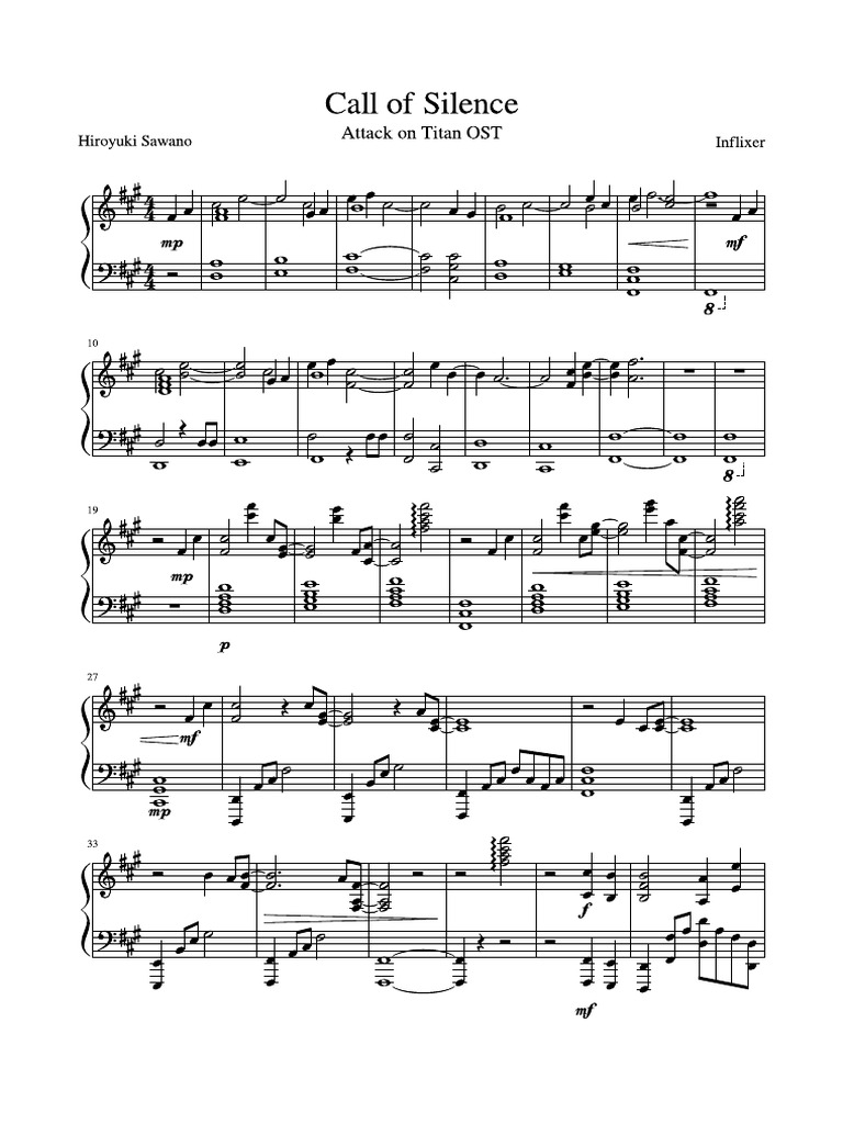 Attack On Titan - Call of Silence (Piano) | PDF