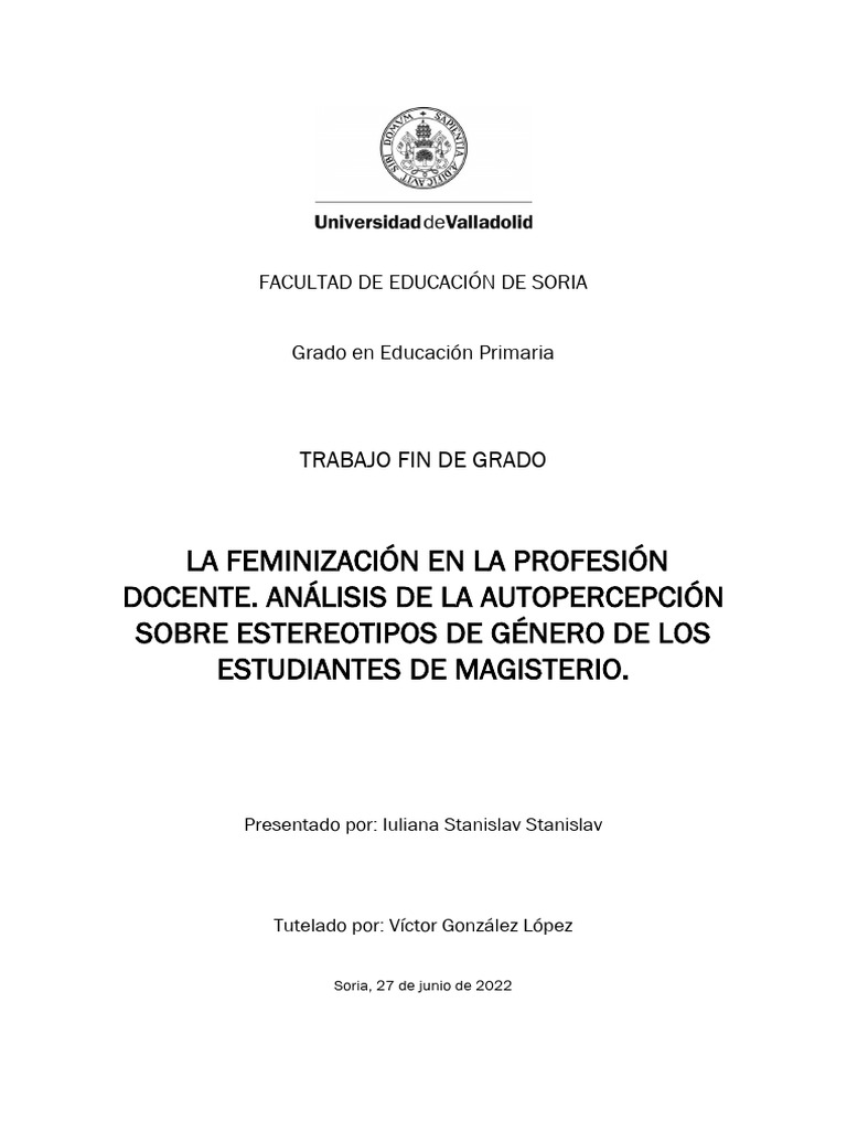 TFG o 2190 | PDF | Enseñando | Estereotipos