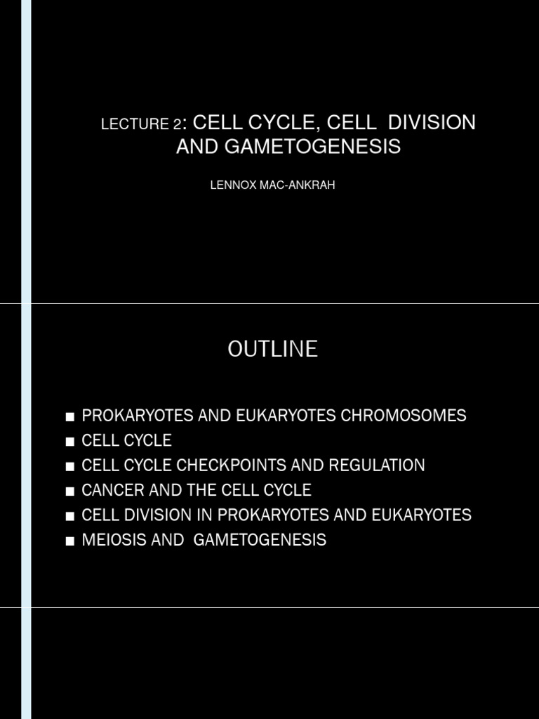 Lecture 2 Cell Division, Cell Cycle and Gametogenesis | PDF | Chromosome | Cell (Biology)
