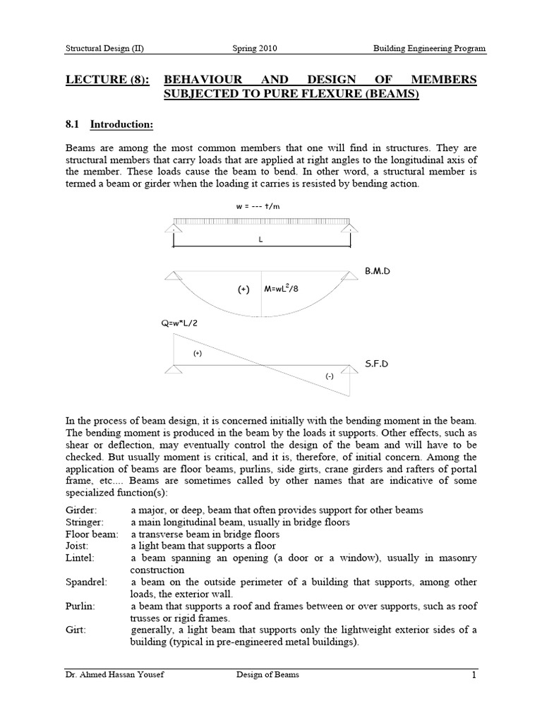 Lecture - 8 - Design of Beams | PDF | Beam (Structure) | Bending