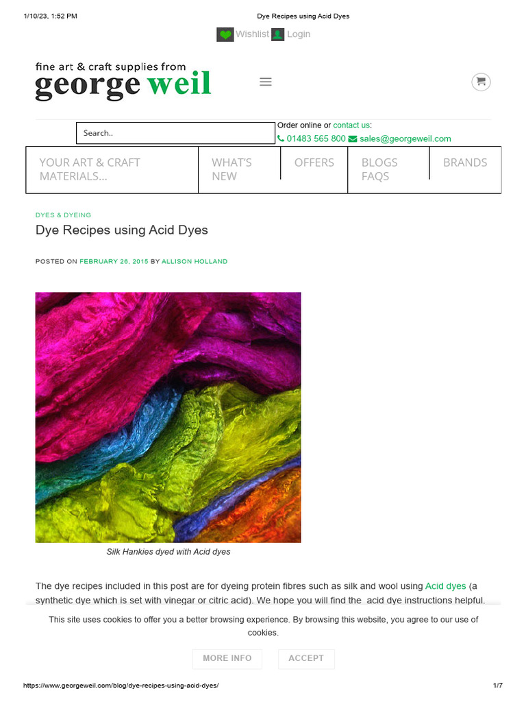 Acid Dye Recipes for Protein Fibers | PDF | Dyeing | Dye