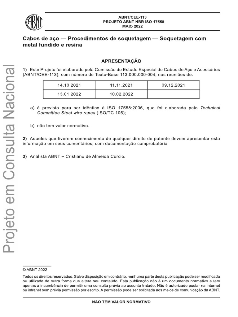 Projeto NBR ISO 17558 | PDF